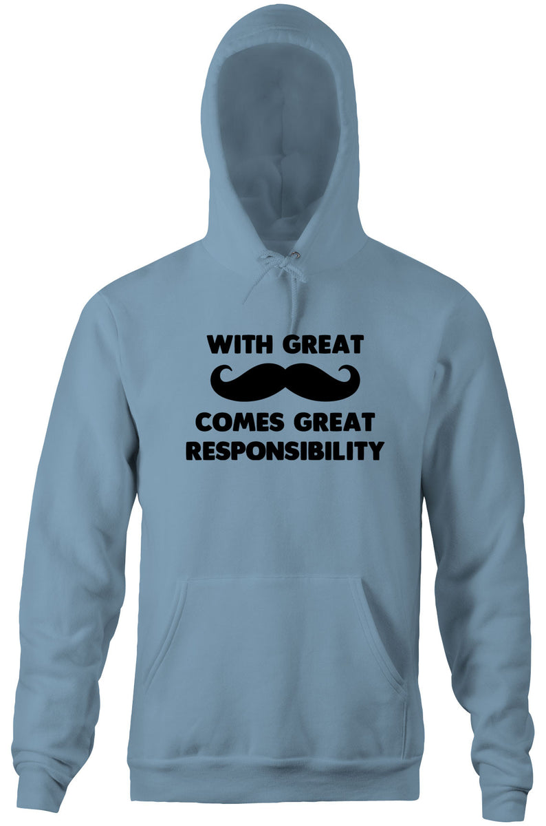 With Great Mustache Comes Great Responsibility Hoodie – NoiseBot.com